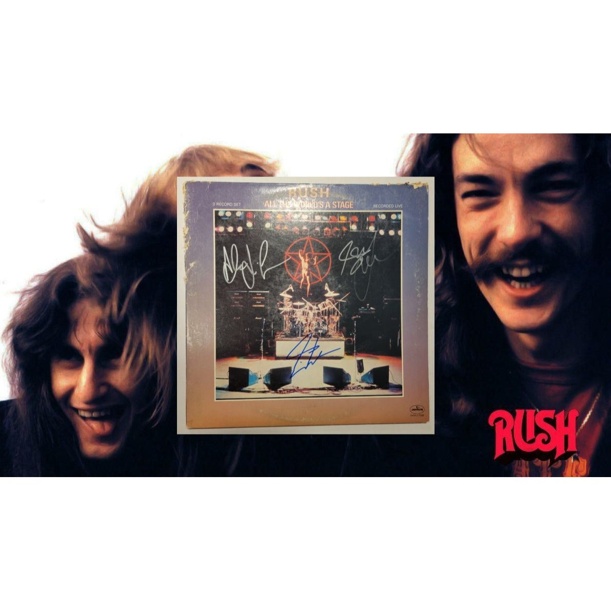 Rush "All Thousand A Stage" original LP cover signed Geddy Lee, Alex L – Awesome Artifacts