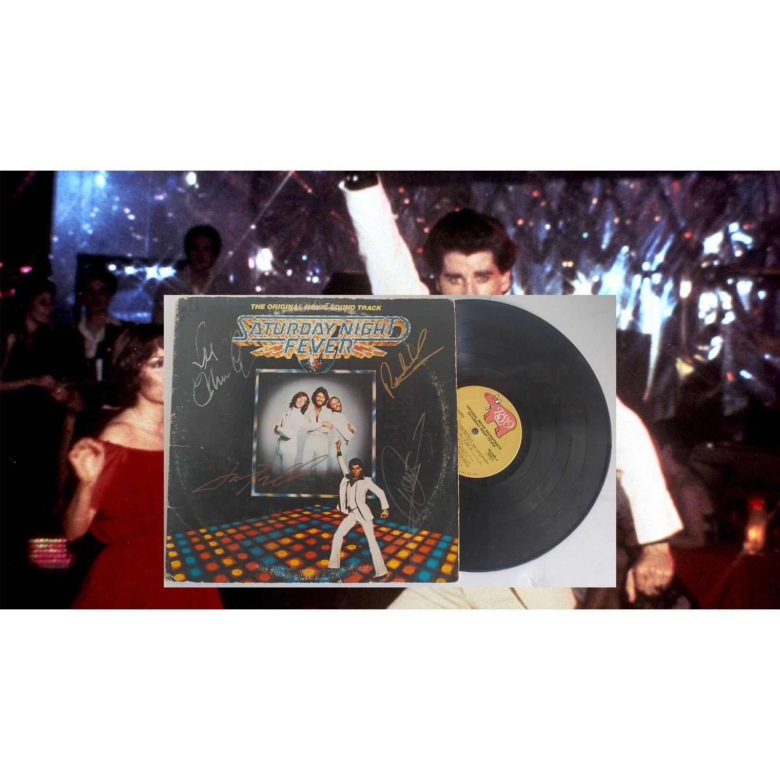 Saturday Night Fever The Bee Gees and John Travolta original LP signed – Awesome Artifacts