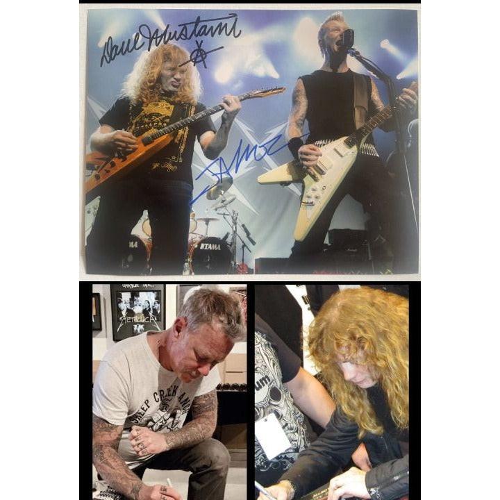 Dave Mustaine, James Hetfield Metallica 8x10 photo signed with proof ...