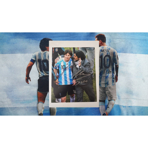 Lionel Messi Diego Maradona Argentina soccer Legends 8x10 photo signed ...