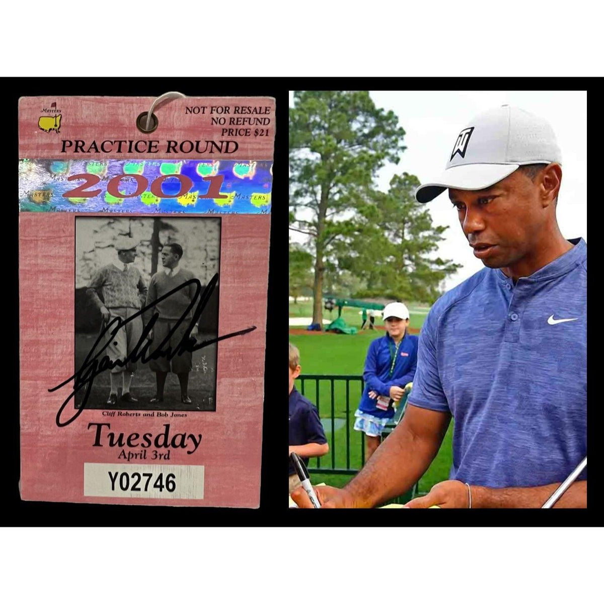Tiger Woods 2001 Masters ticket signed with proof – Awesome Artifacts