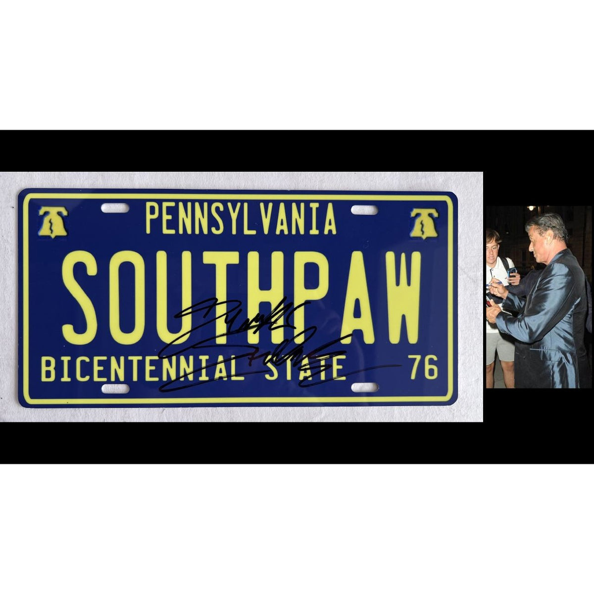Sylvester Stallone Rocky Balboa original Southpaw licence plate signed ...
