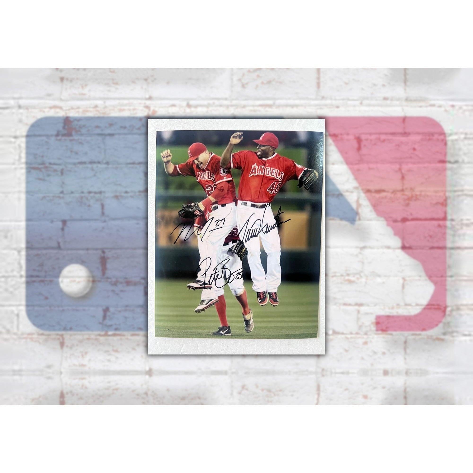 Los Angeles Angels Mike Trout, Torii Hunter, Peter Borges 8x10 photo