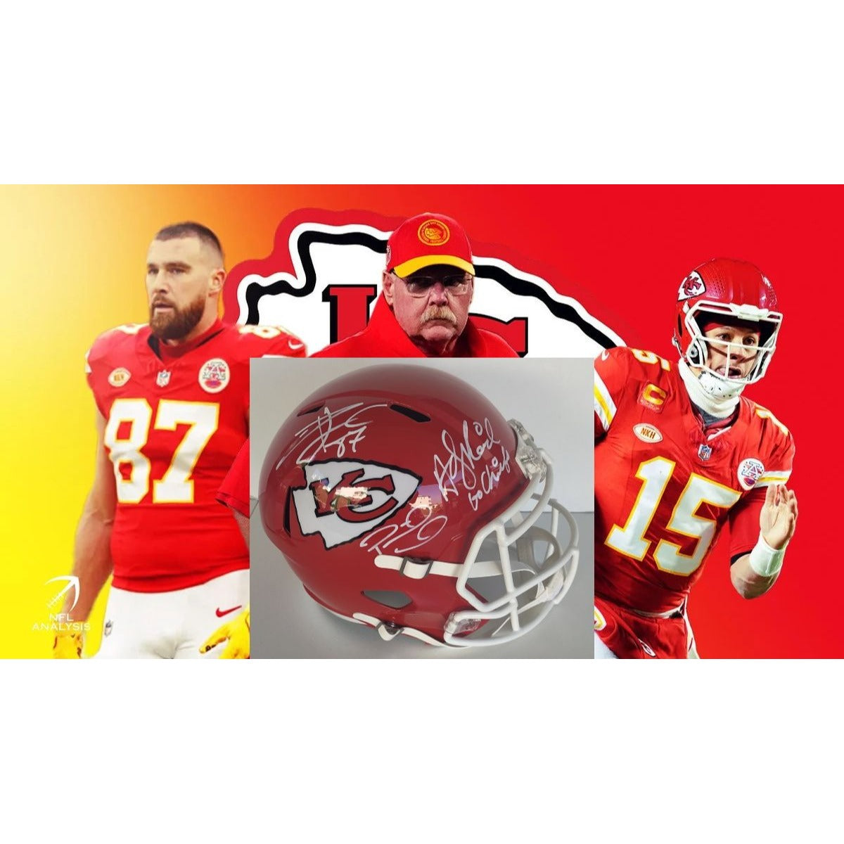 Patrick Mahomes Andy Reid Travis Kelce Kansas City Chiefs Riddell