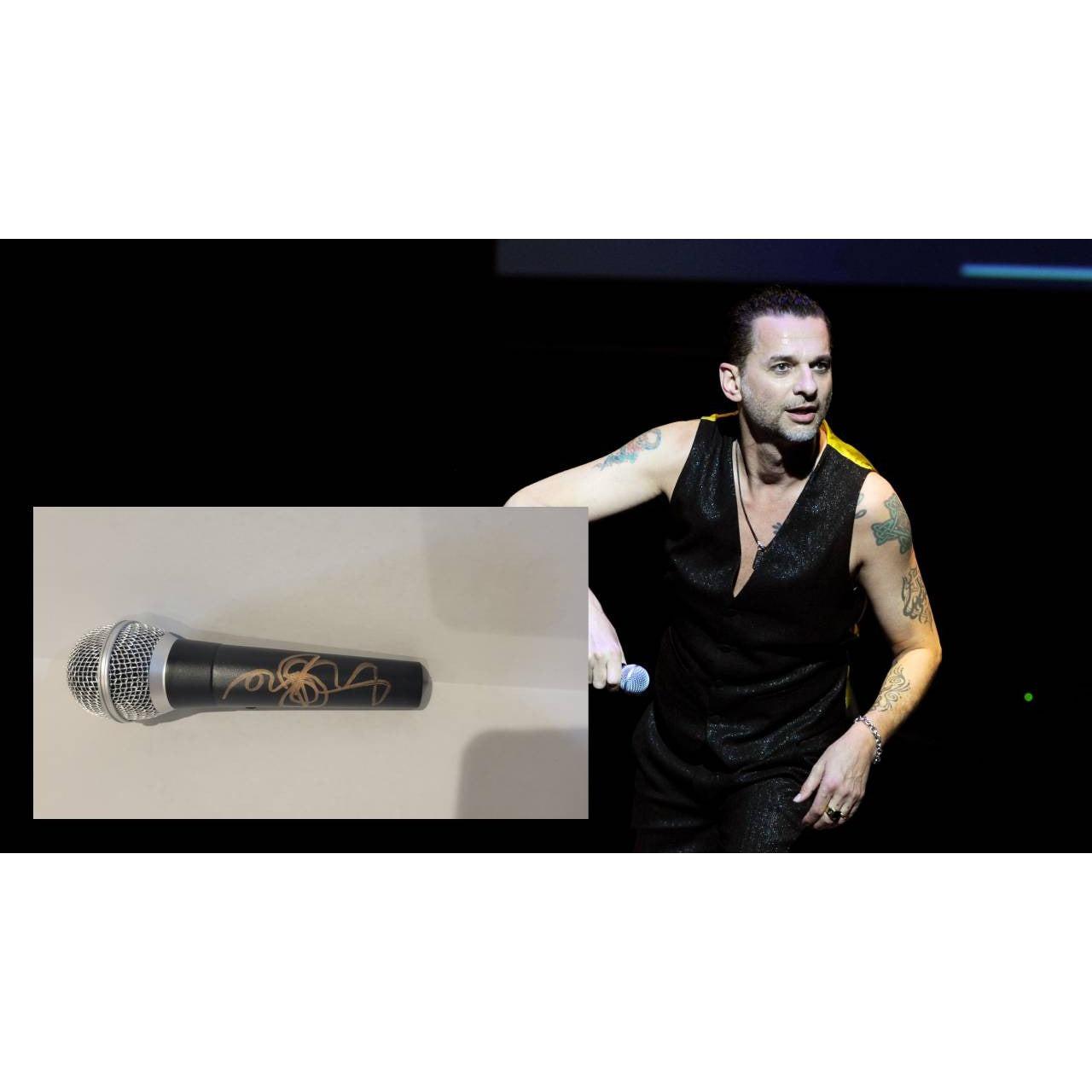 David Gahan Depeche Mode lead singer microphone signed with proof