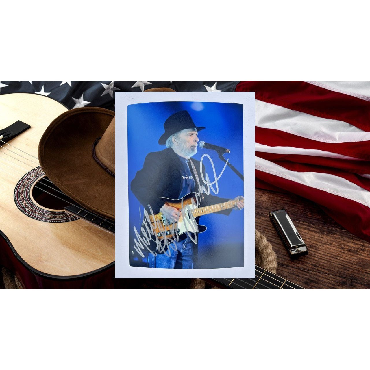 Merle Haggard Country Music Legend 5x7 Photo signed with proof