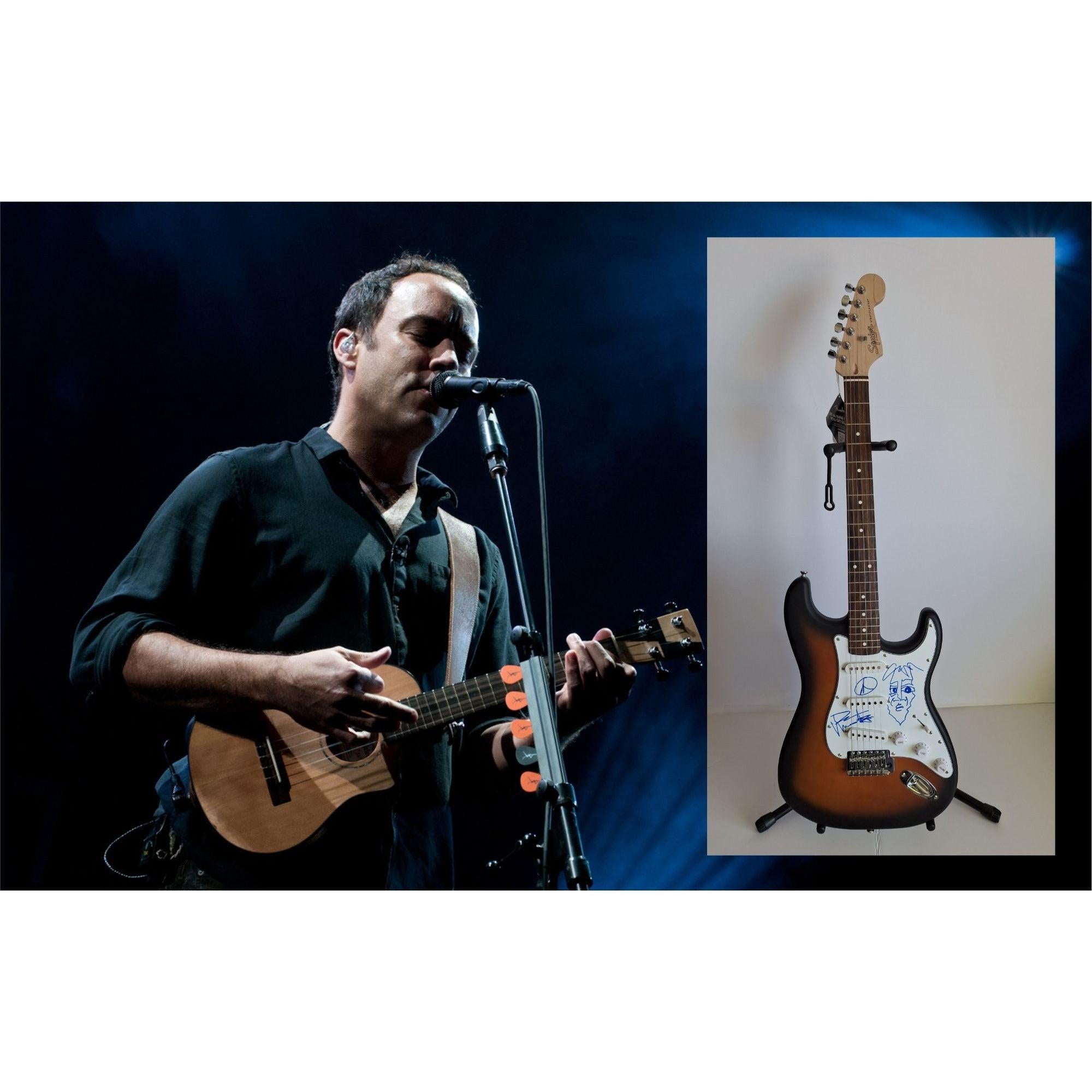 Dave Mathews signed with sketch extremely unique, Fender Stratocaster