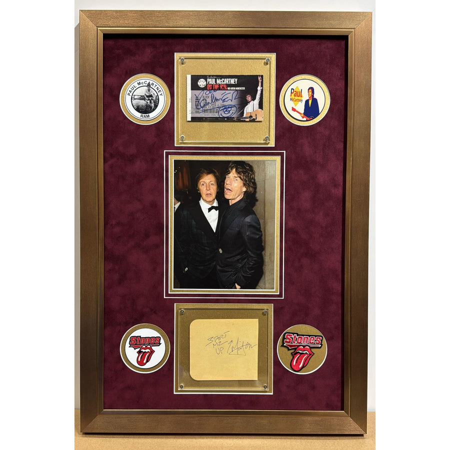 Paul McCartney Beatles Mick Jagger Rolling Stones signed and framed wi