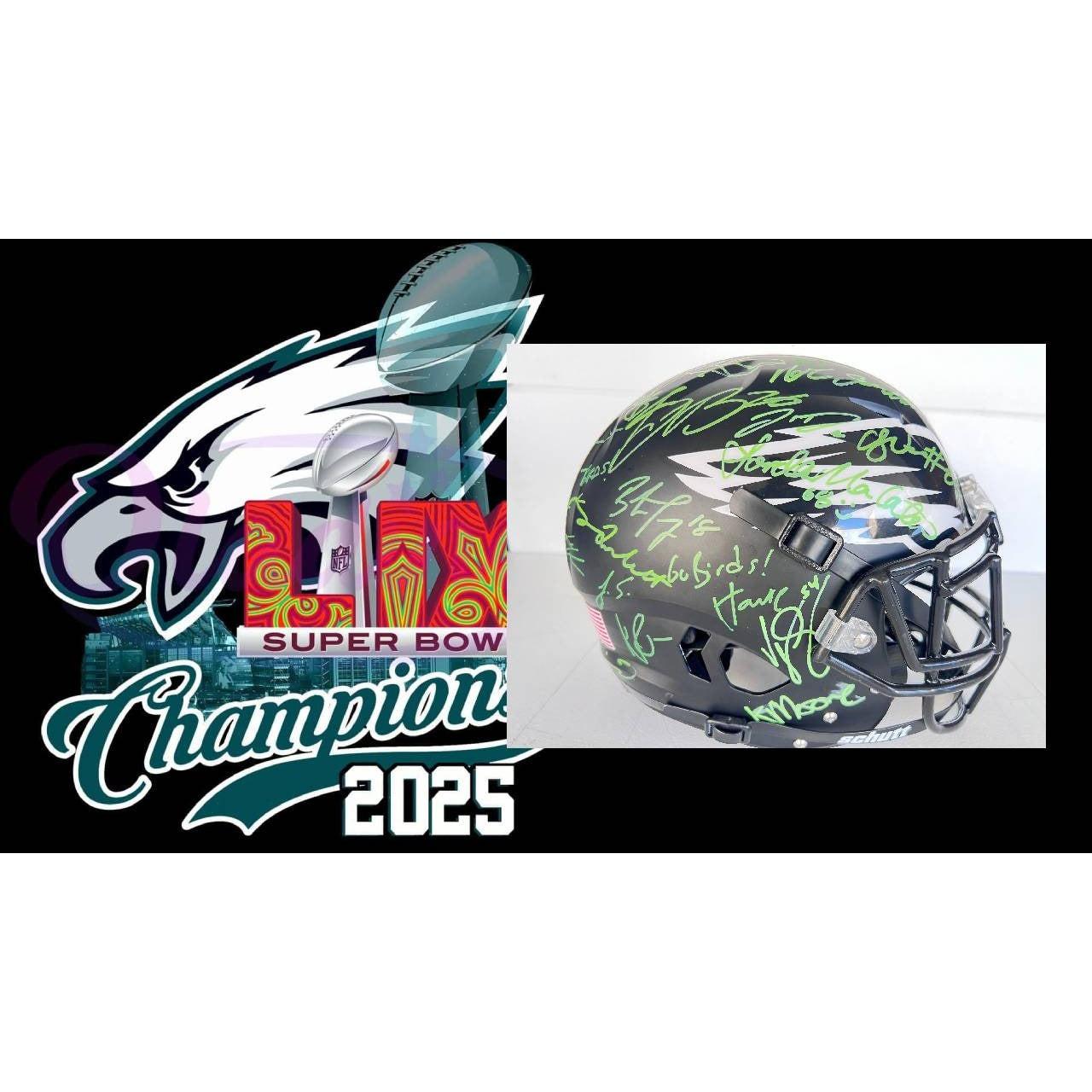 Philadelphia Eagles Schutt full size speed helmet 2024-25 team signed