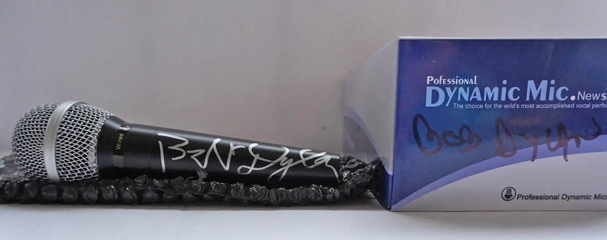 Bob Dylan signed microphone with proof | Awesome Artifacts