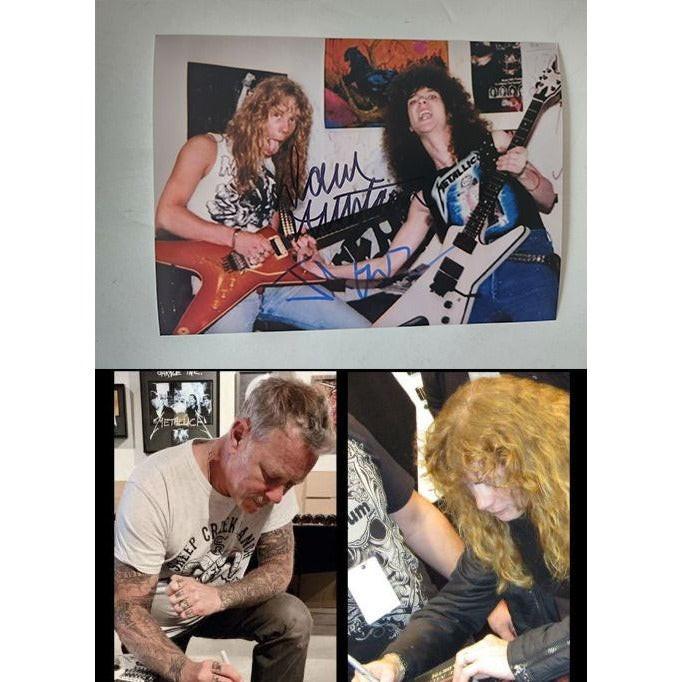 Metallica Dave Mustaine James Hetfield 5x7 photo signed with proof ...