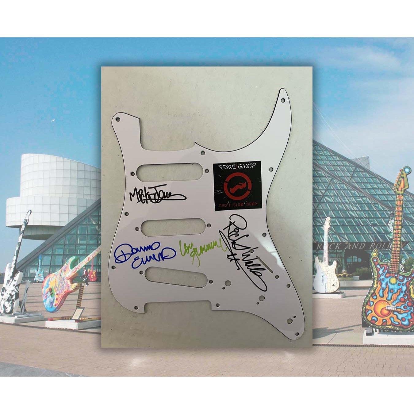 Lou Graham Mick Jones Foreigner band signed electric guitar pickguard ...