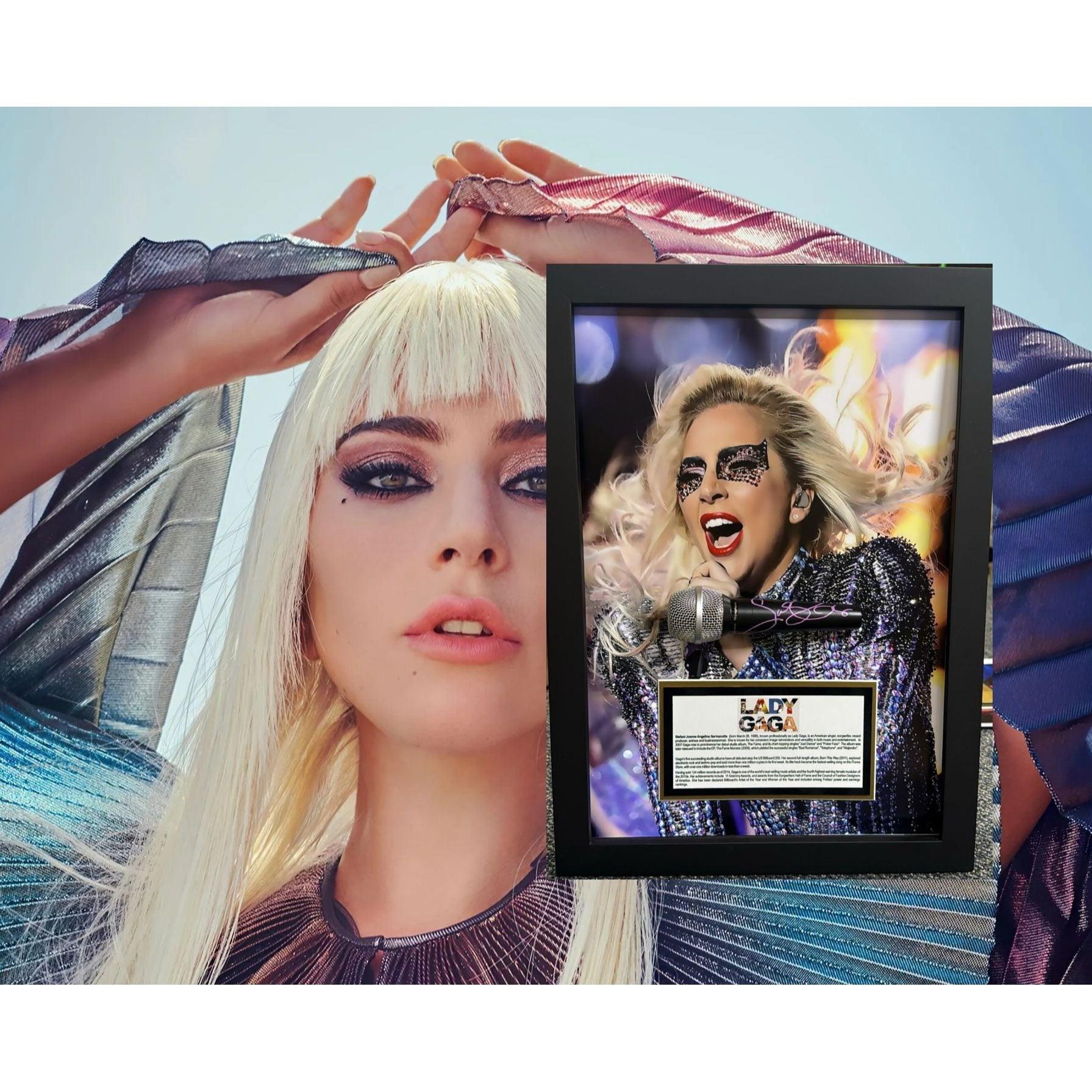 Lady Gaga incredible microphone signed with proof and custom frame