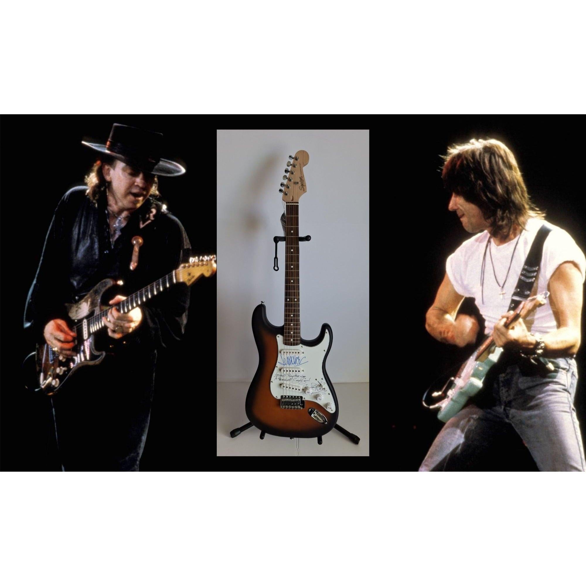 Jeff Beck & Stevie Ray Vaughan signed "Always Play Her with a Feeling"