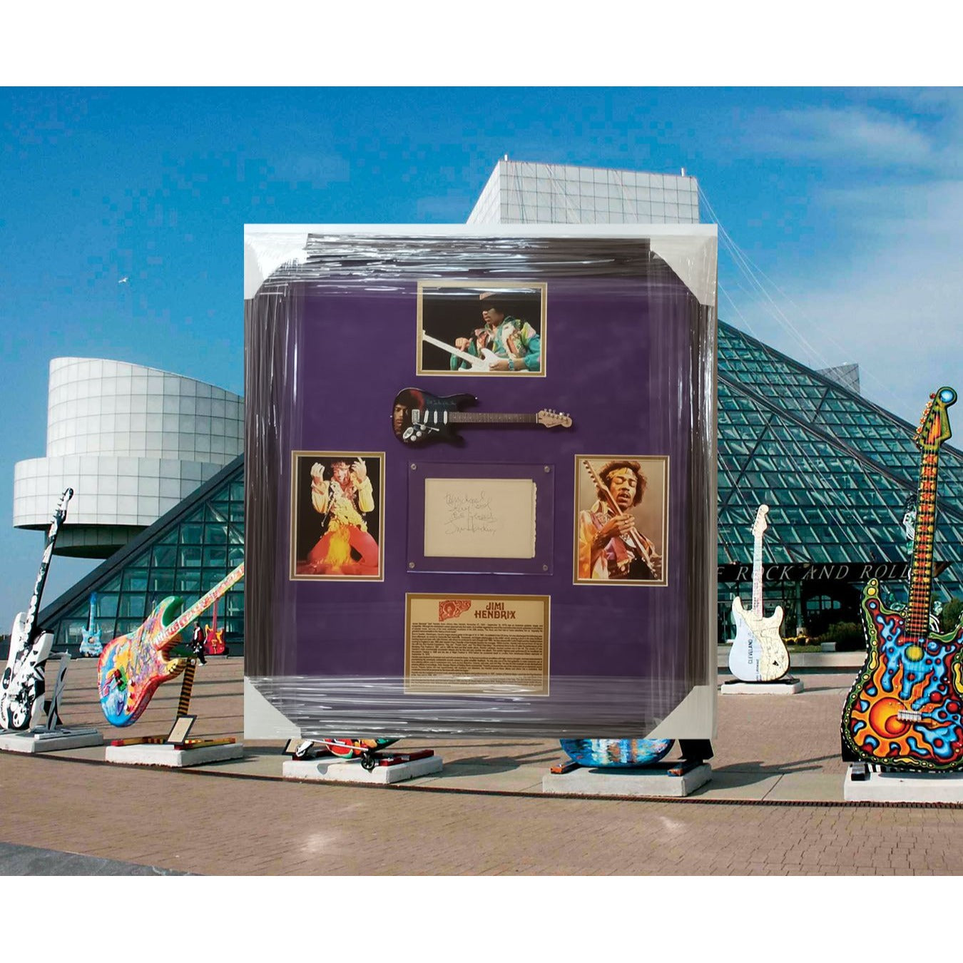 Jimi Hendrix cut signature framed 26x28 and signed