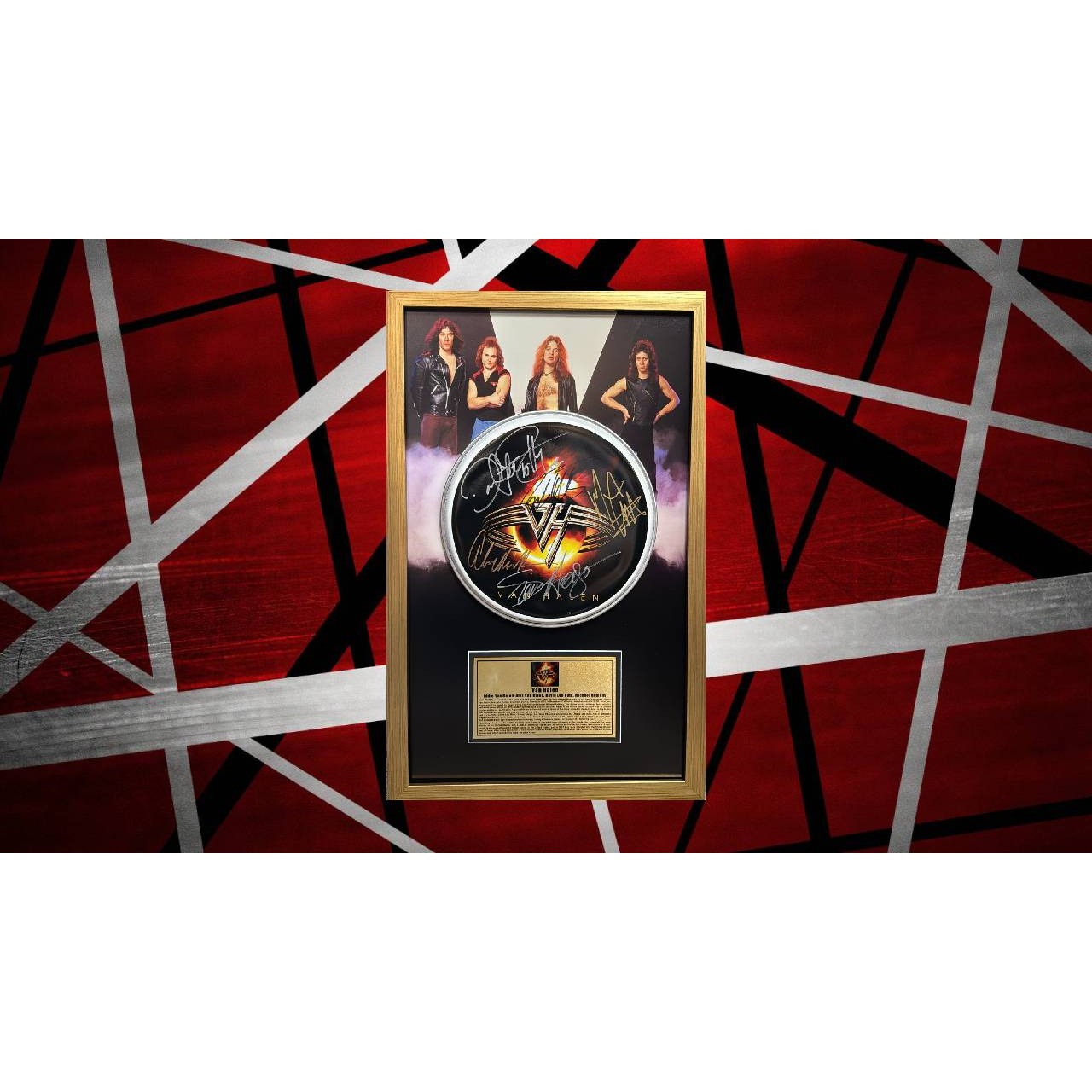 Van Halen 14 inch drum head David Lee Roth, Sammy Hagar, Eddie and Ale