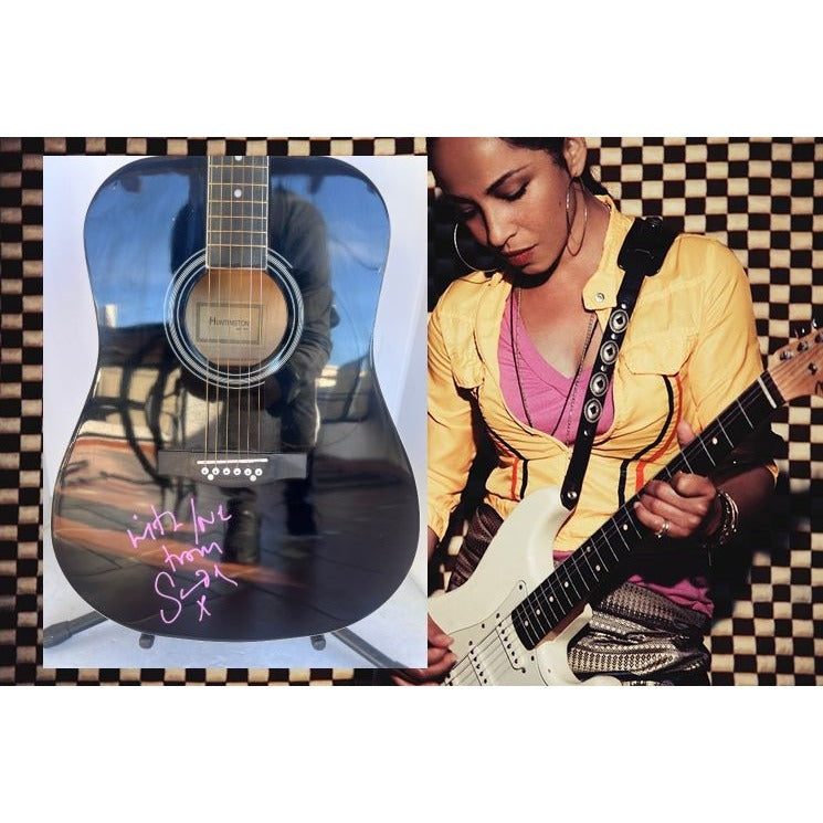 Sade Adu full size acoustic guitar signed with proof – Awesome Artifacts