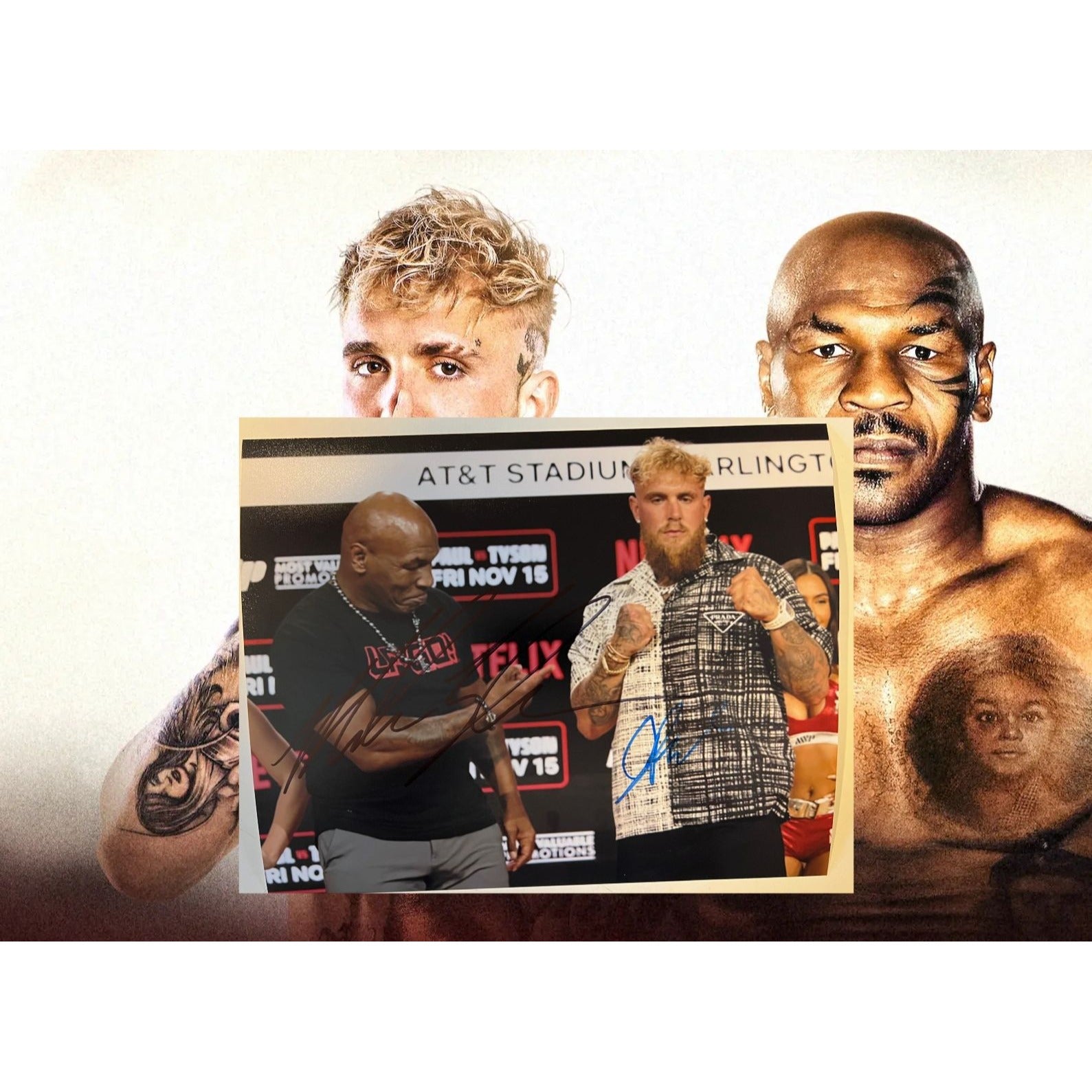 Jake Paul and Mike Tyson 8x10 photo signed with proof – Awesome Artifacts